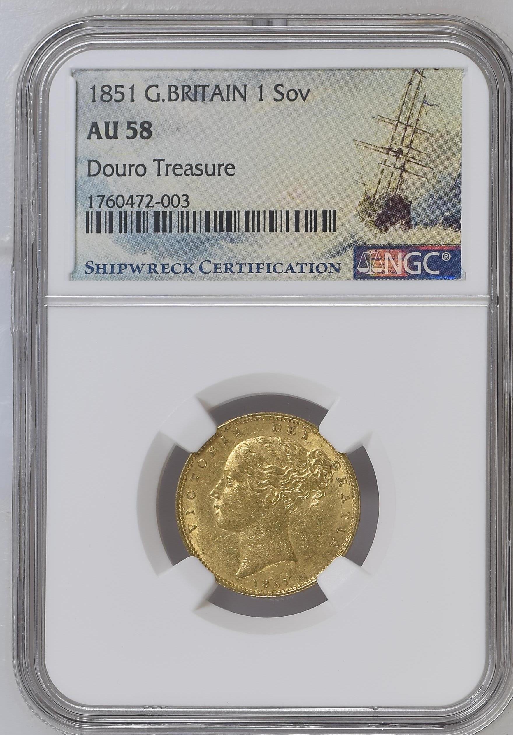 1851年 イギリス ヴィクトリア ソヴリン金貨 シールド ドウロトレジャー AU58 | 港区虎ノ門のアンティークコインギャラリア